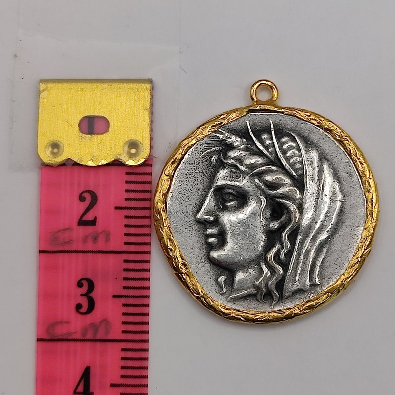 Goddess Artemis Ancient Greek Coin Charm, 18k Gold Bezel Pendant - Etsy