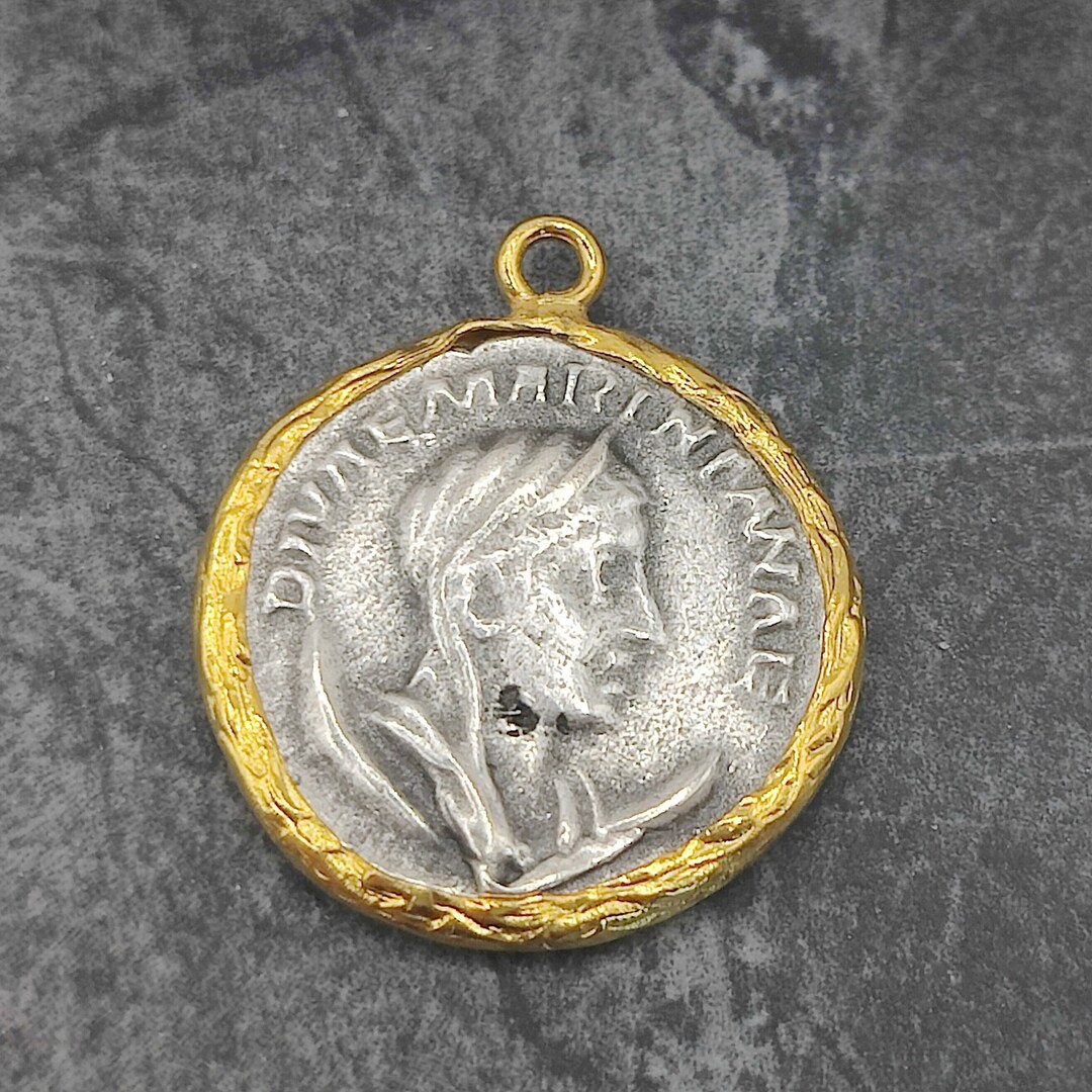 Greek Medallion Charm Findings, Coin Findings Pendant , Flower Coin ...