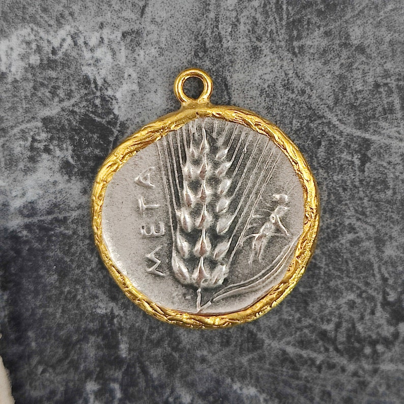 Artemis Ancient Greek Coin Pendant, 18k Gold & Silver Medallion Charm ...