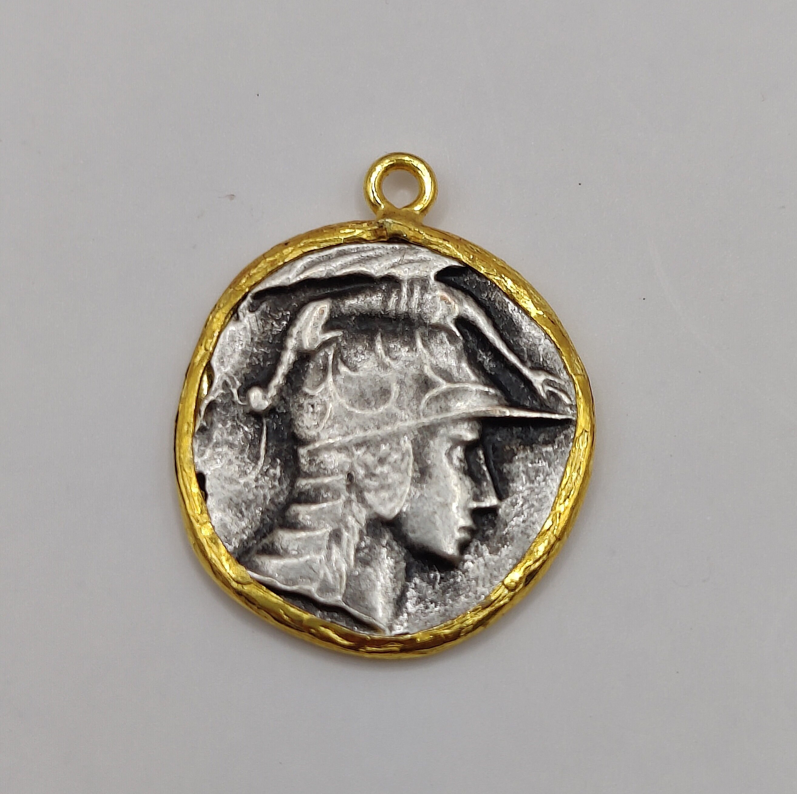 Goddess Artemis Coin Pendant, Gold & Antique Silver, 35mm - Etsy