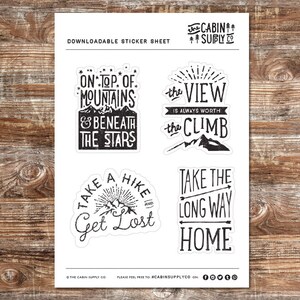 Printable Downloadable Adventure Sticker Sheet Hiking | Etsy