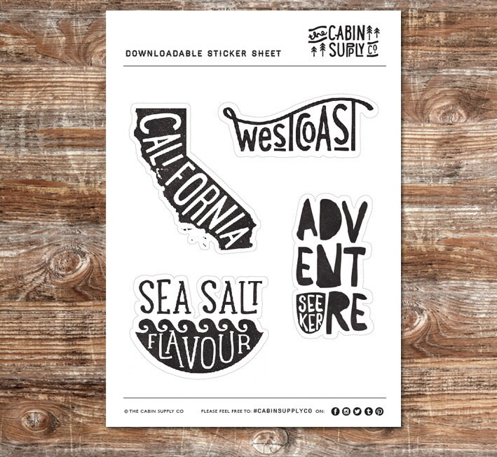 Printable Downloadable Adventure Sticker Sheet the Coast - Etsy