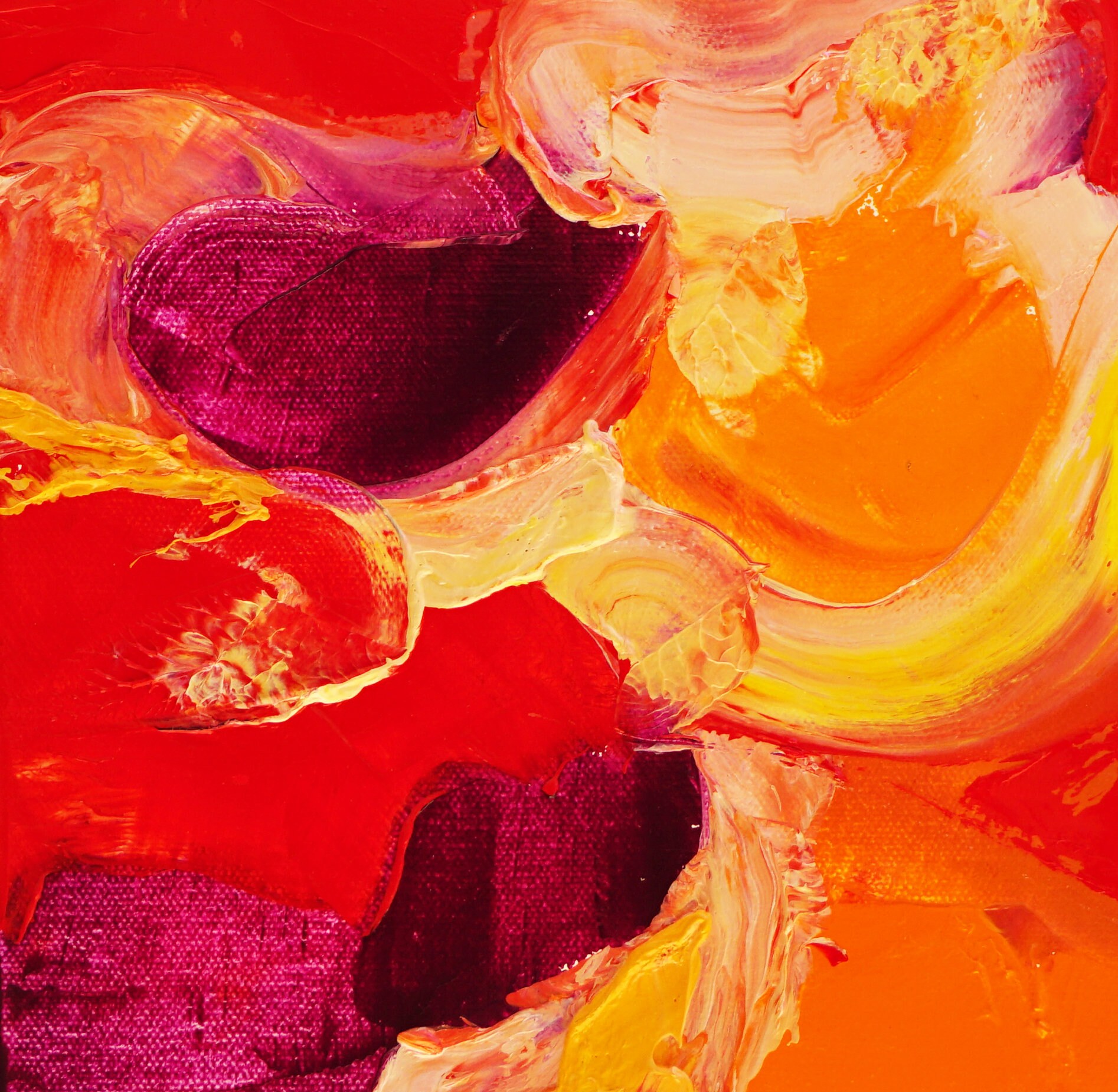 Impasto Oil Painting: Abstract Textured Art, Red Orange Pink (8x8in) - Etsy