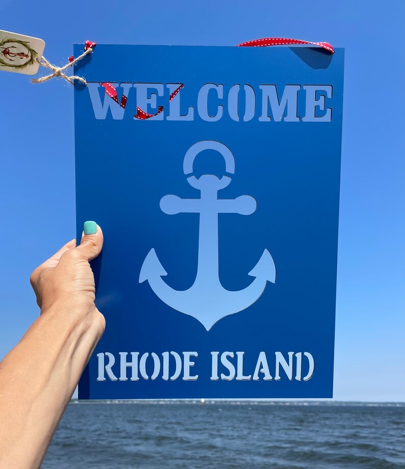 Rhode Island Anchor Sign Welcome RI Door Sign RI Anchor | Etsy