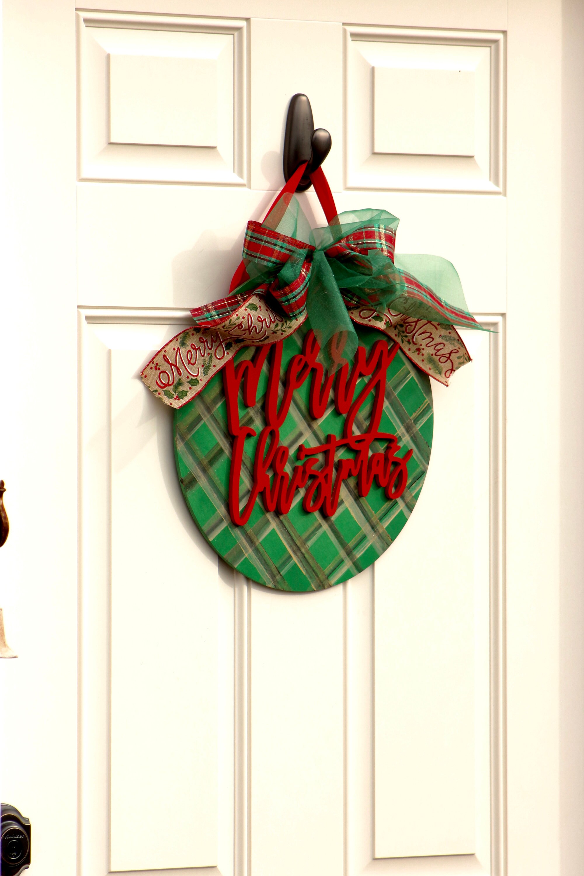 Merry Christmas Sign Traditional Green and Red Plaid | Etsy