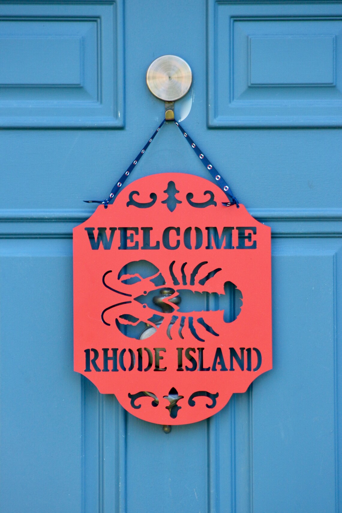 Welcome Rhode Island Lobster Metal Sign , Lobster Garden Flag, RI Beach ...