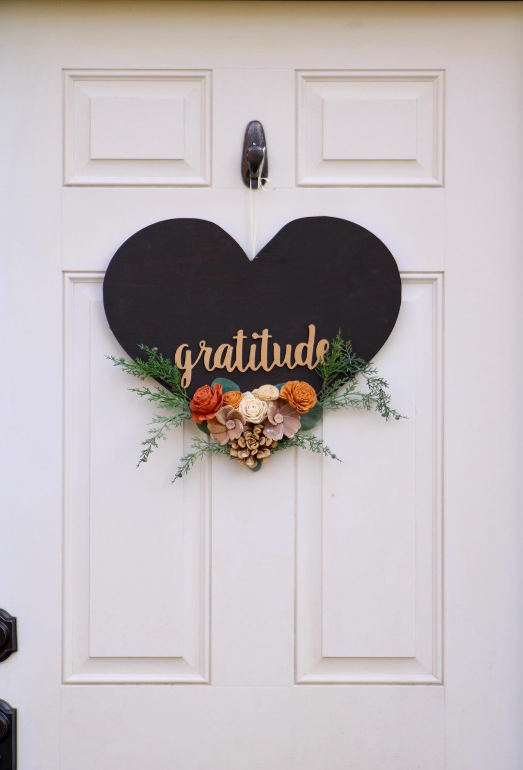 Wood Flowers Farmhouse Wreath Heart Shaped Wreath - Etsy