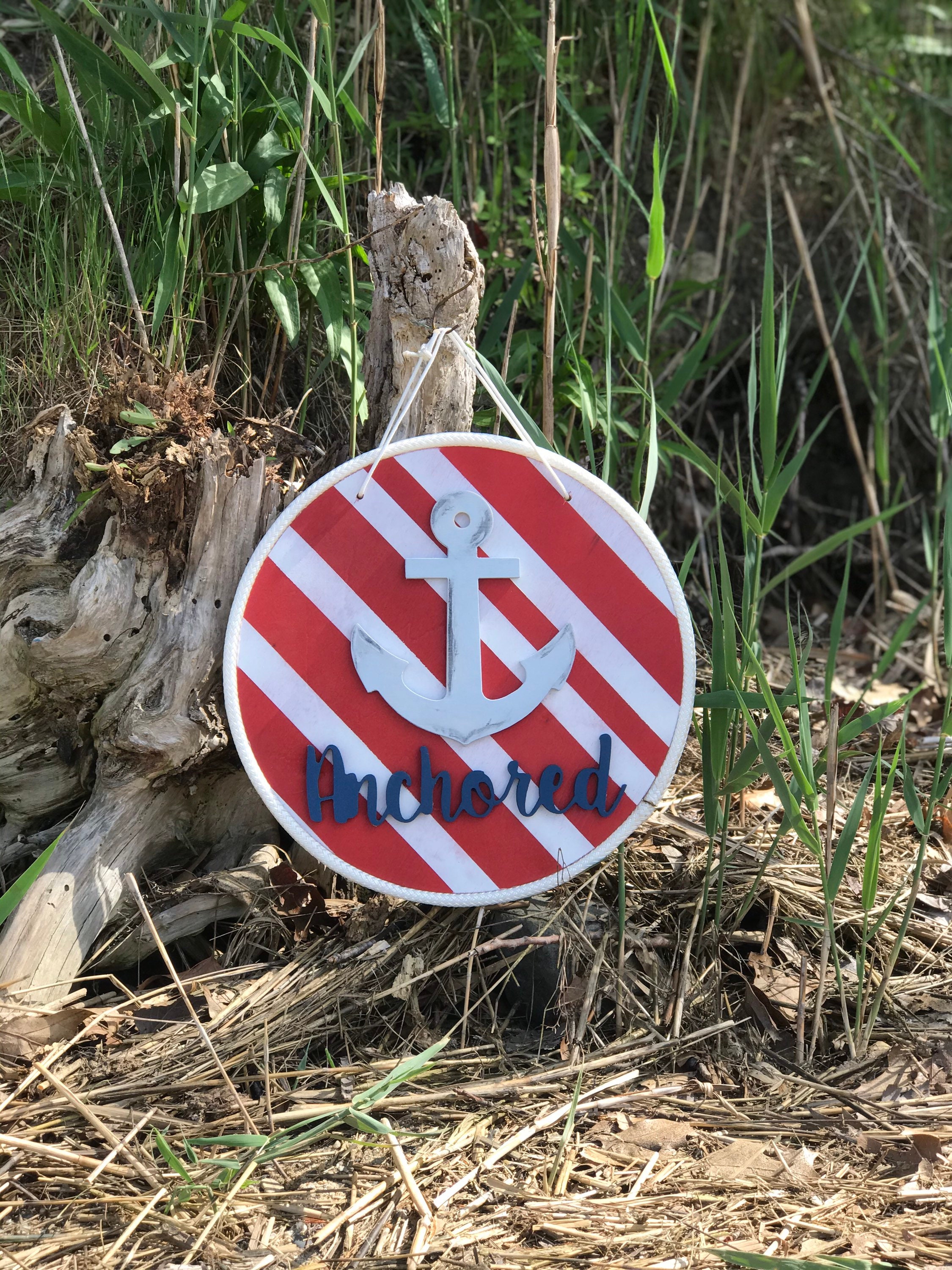 Anchored Nautical Anchor Large Wood Sign | Etsy