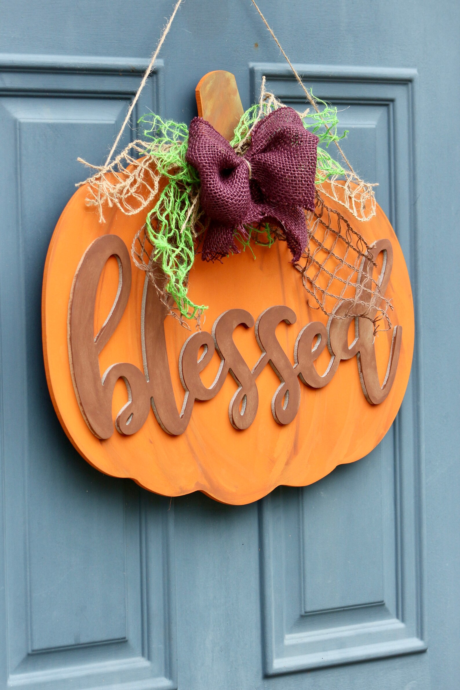 Blessed Pumpkin Door Hanger Pumpkin Themed Fall Decor | Etsy
