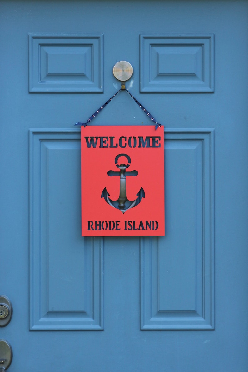 Rhode Island Anchor Sign Welcome RI Door Sign RI Anchor | Etsy