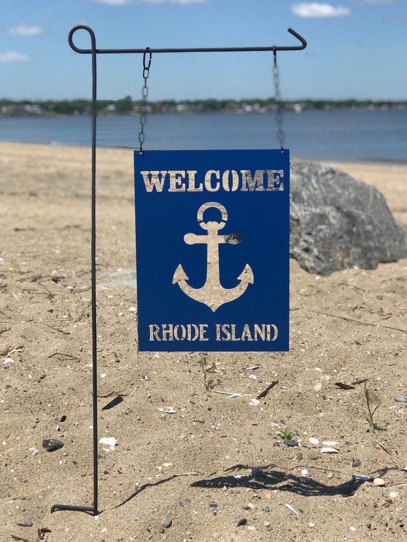 Rhode Island Anchor Sign , Welcome RI Door Sign , RI Anchor Garden Flag ...