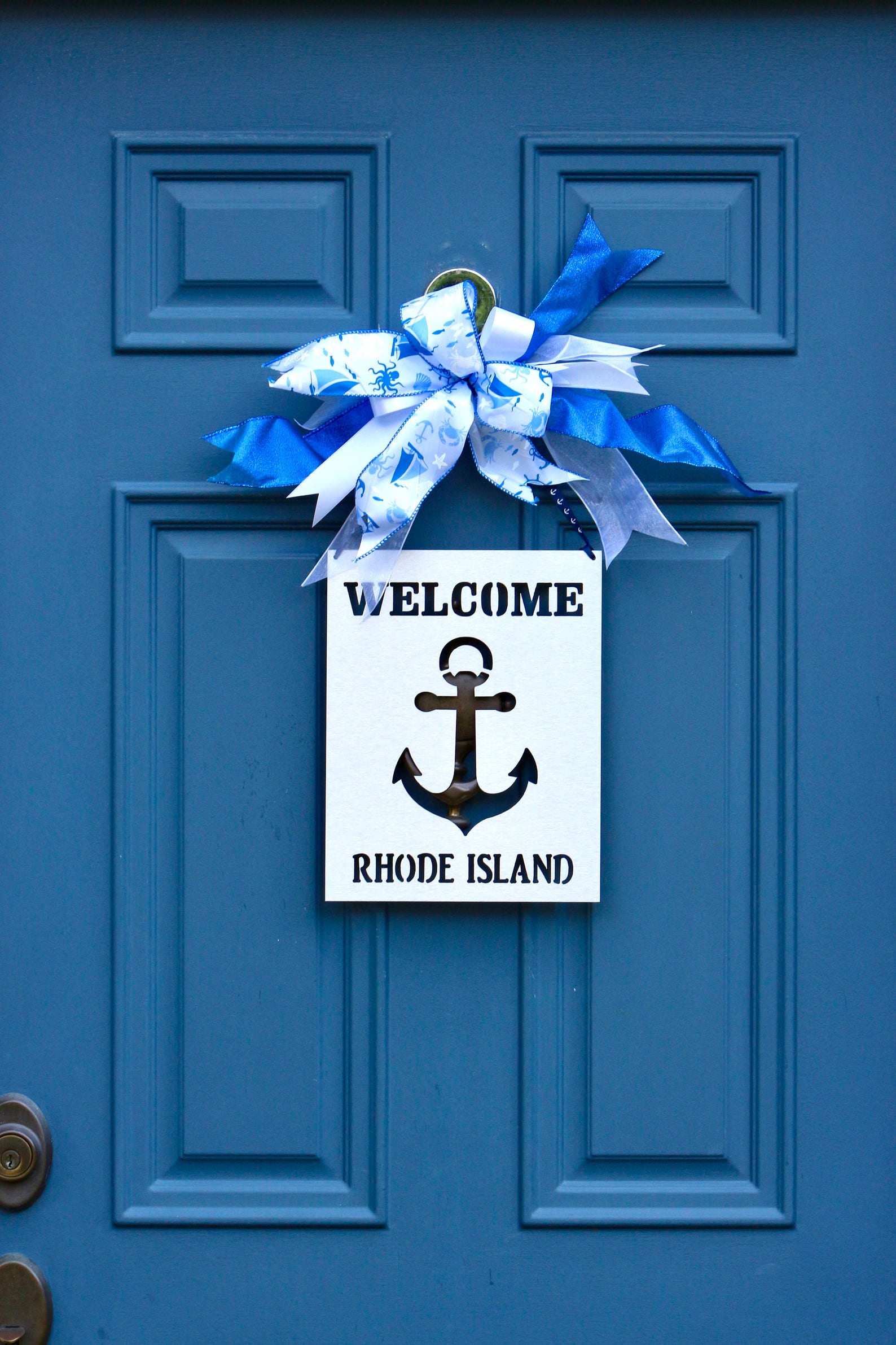 Rhode Island Anchor Sign Welcome RI Door Sign RI Anchor | Etsy