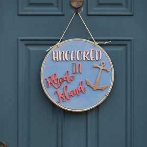 Anchored in Rhode Island Nautical Sign - Etsy