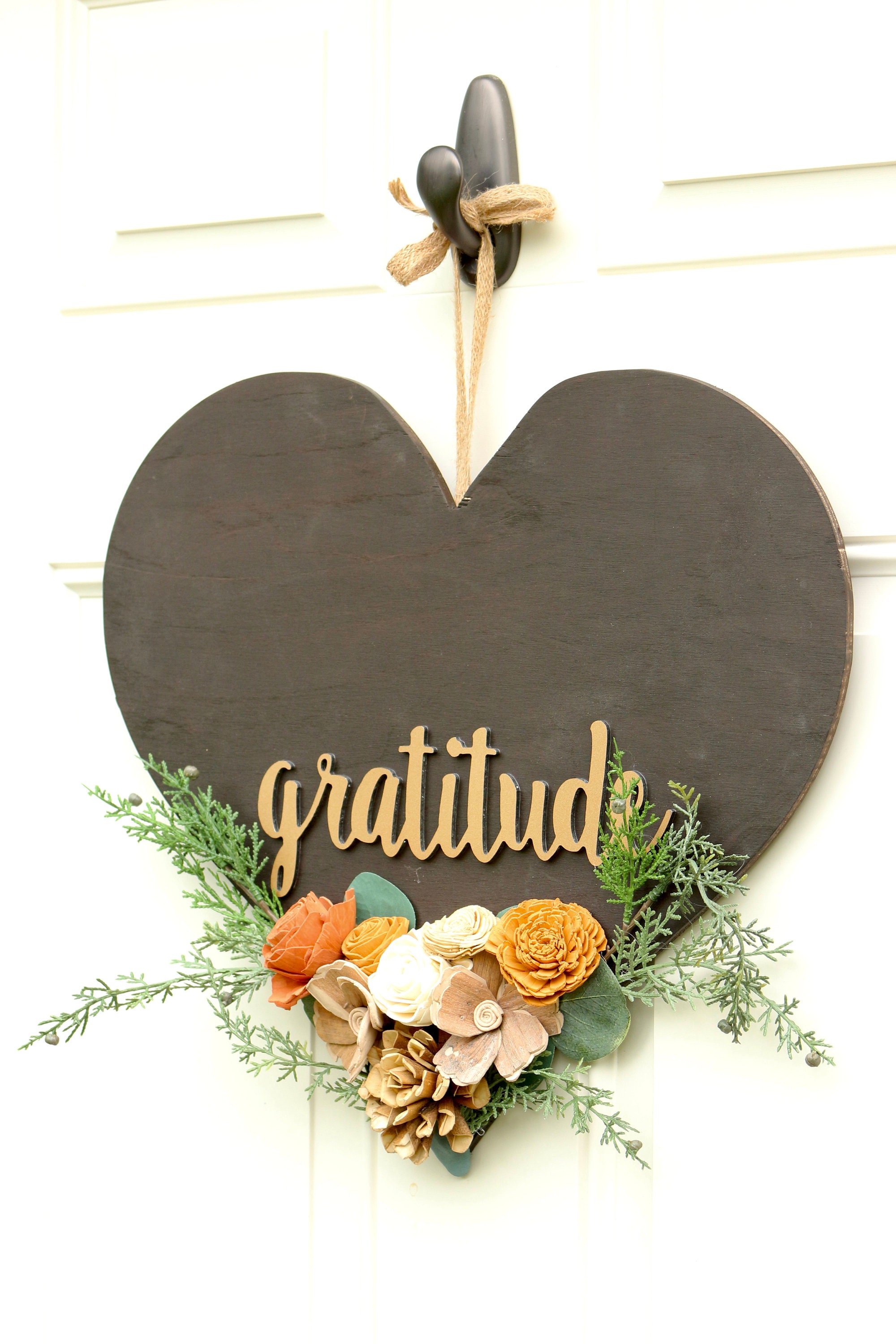 Wood Flowers Farmhouse Wreath Heart Shaped Wreath | Etsy