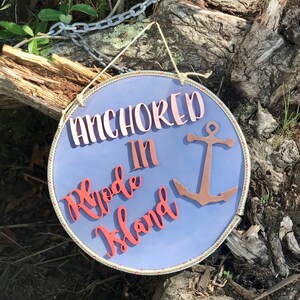 Anchored in Rhode Island Nautical Sign - Etsy