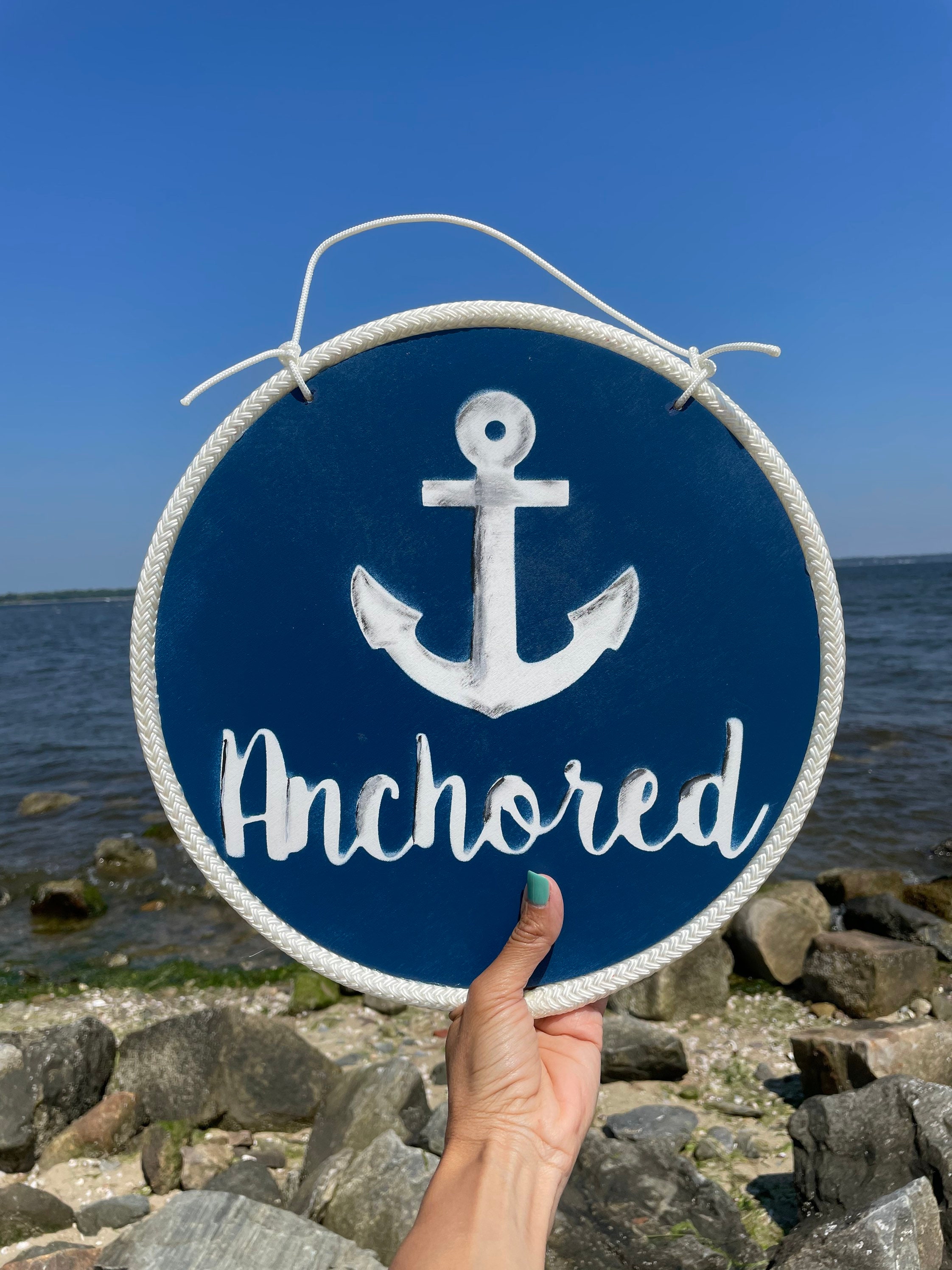 Anchored Nautical Anchor Large Wood Sign | Etsy