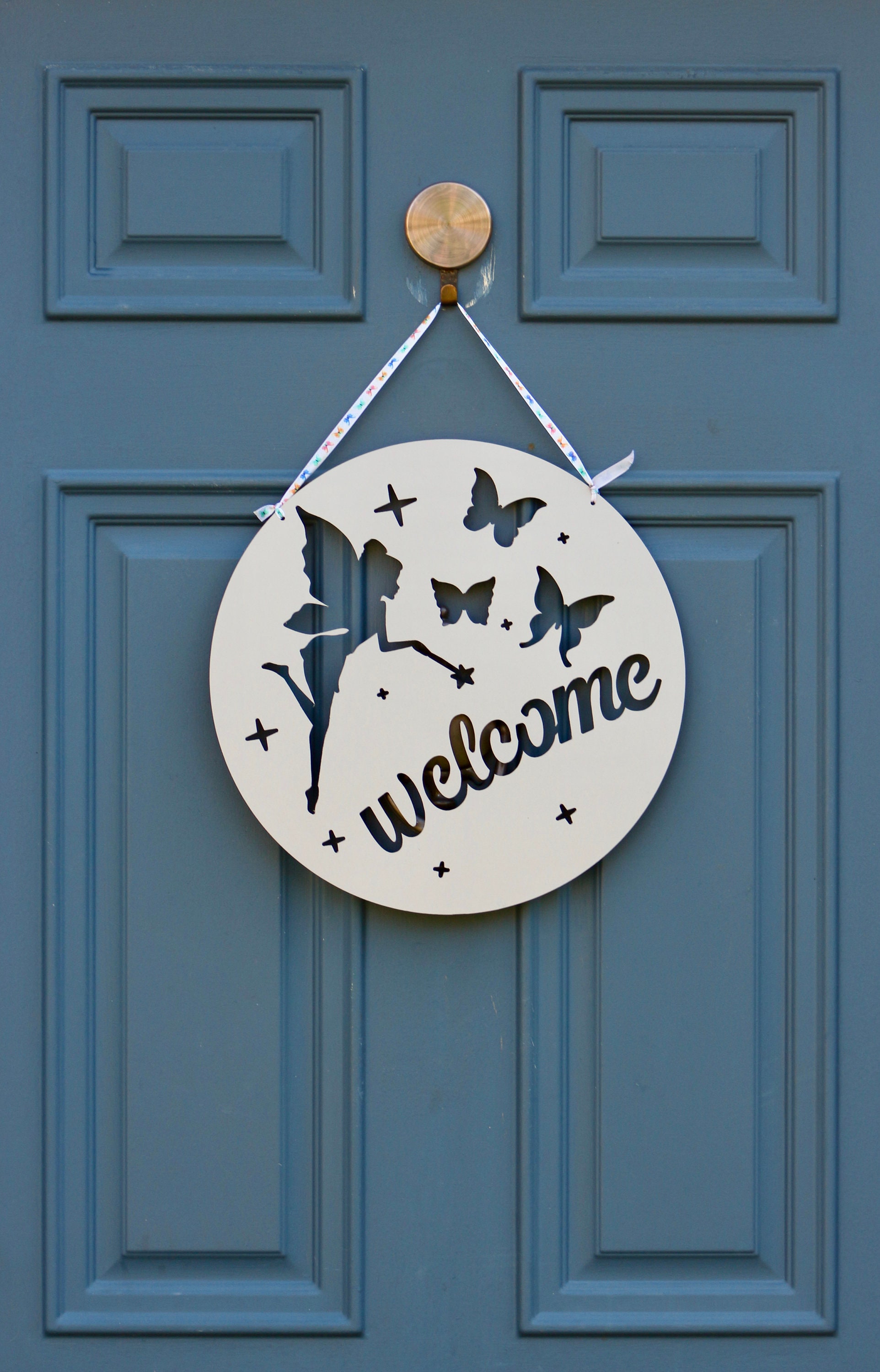Welcome Sign With Fairies -fairy Sign -fairy Garden Flag -fairy Door ...