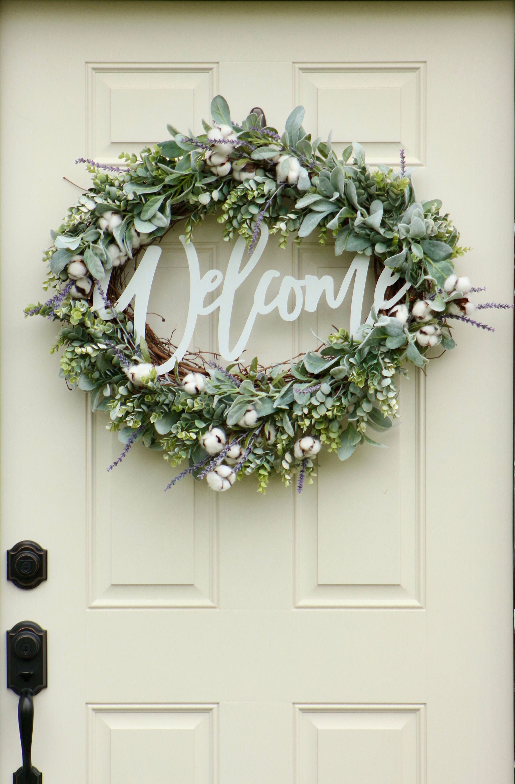 Extra Large Eucalyptus Wreath With Lavender, Cotton Boll and Large ...
