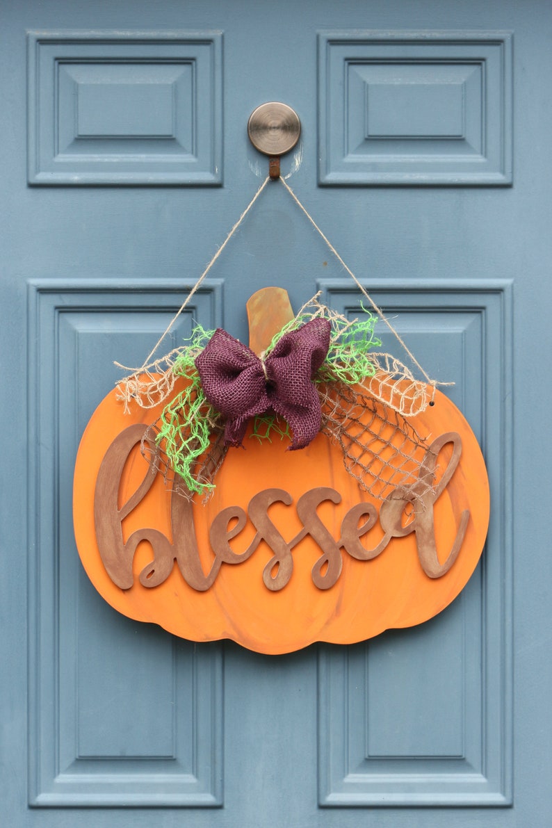 Blessed Pumpkin Door Hanger Pumpkin Themed Fall Decor | Etsy