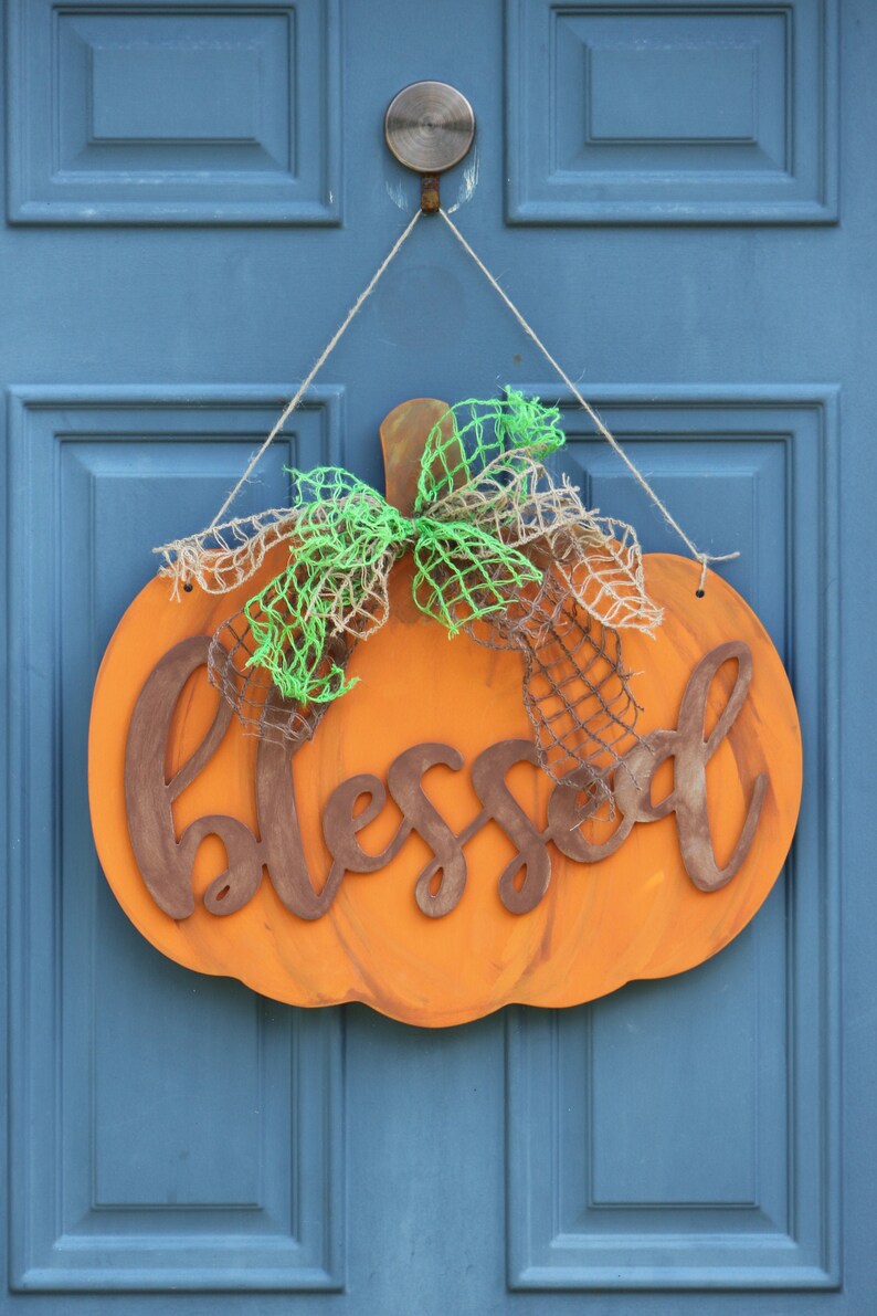 Blessed Pumpkin Door Hanger Pumpkin Themed Fall Decor | Etsy