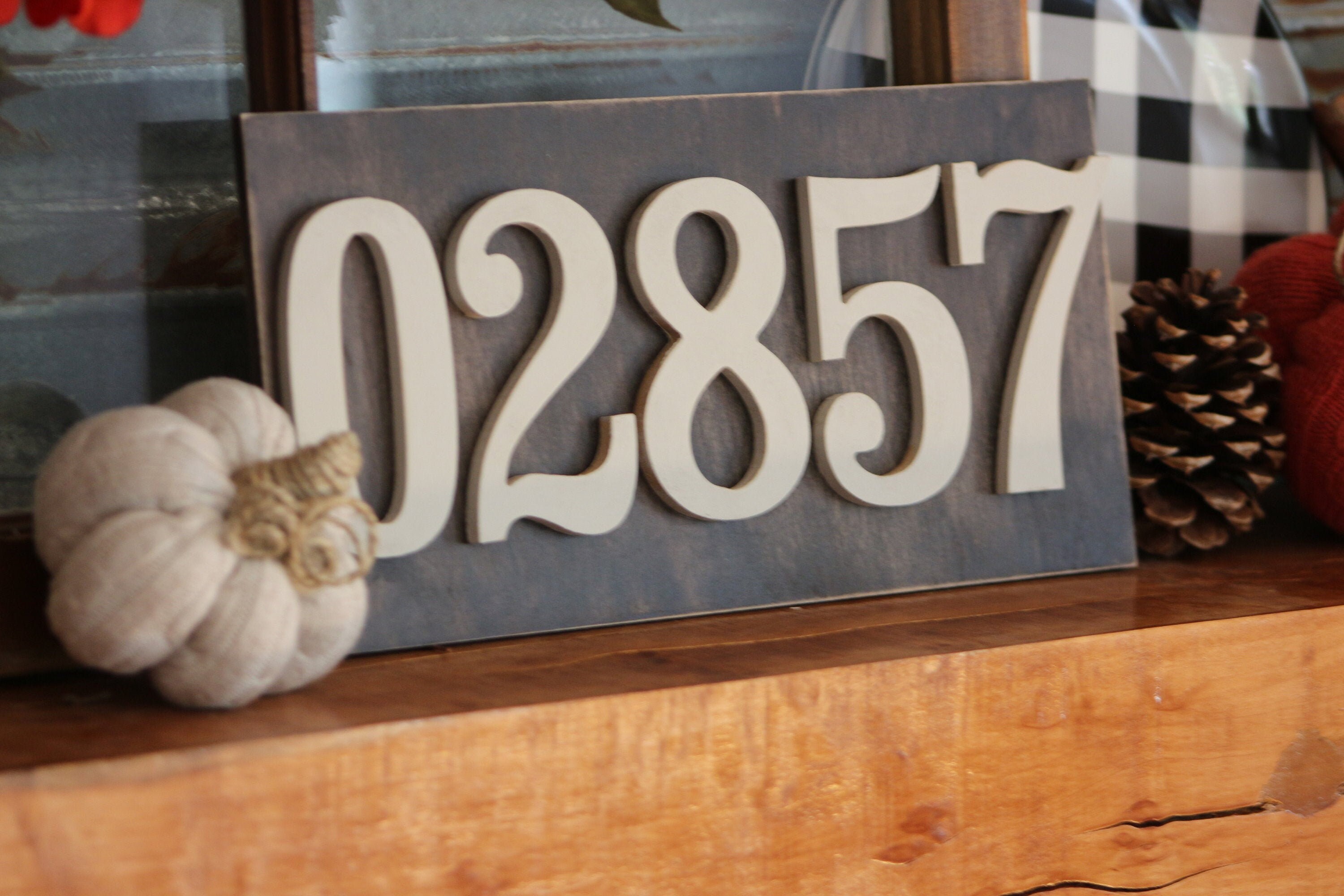 Zip Code Sign Number Sign Farmhouse Sign Shelf Sitter | Etsy