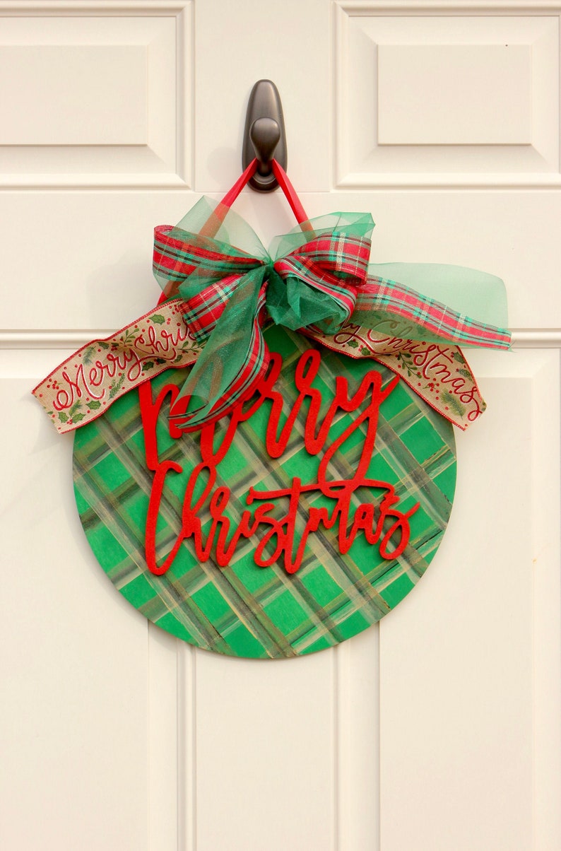 Merry Christmas Sign -traditional Green and Red Plaid -christmas ...