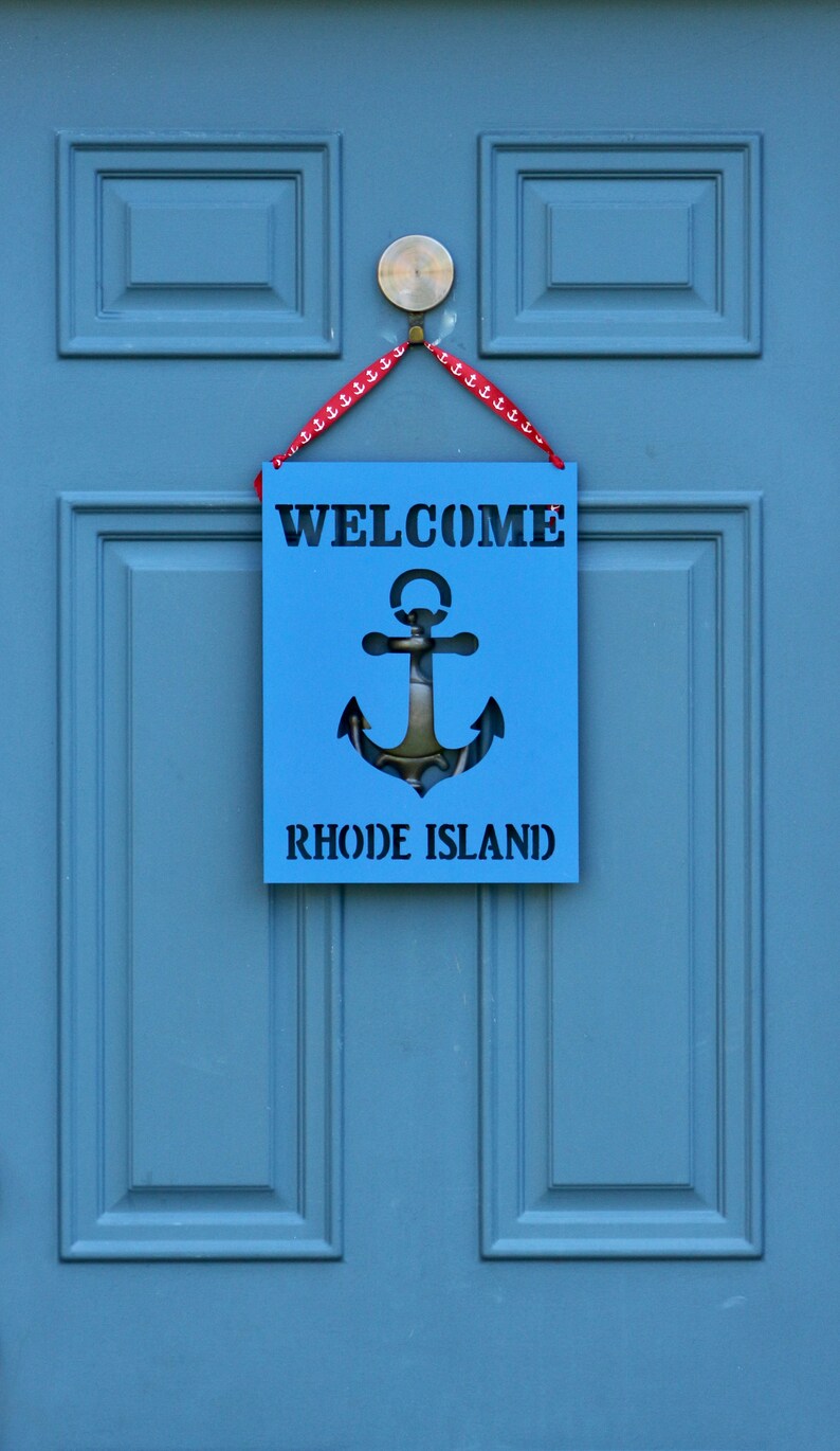Rhode Island Anchor Sign Welcome RI Door Sign RI Anchor | Etsy