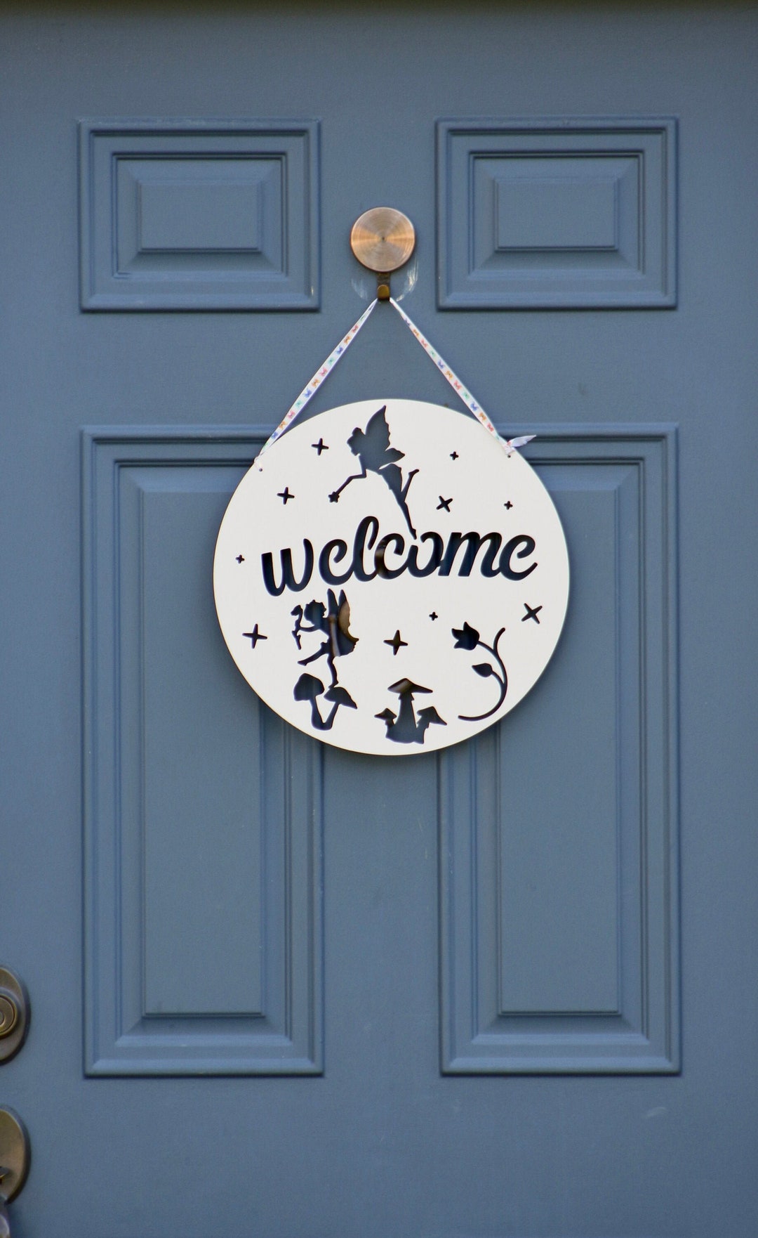 Welcome Sign With Fairies -fairy Sign -fairy Garden Flag -fairy Door ...