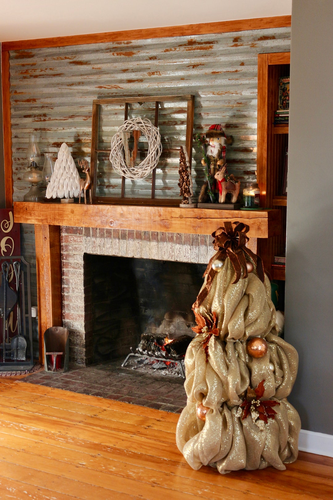 Artificial Indoor Outdoor Christmas Tree , Handmade Decorated Deco Mesh ...