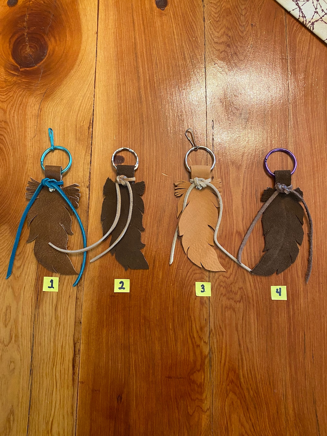 Leather Feather Key Chain - Etsy