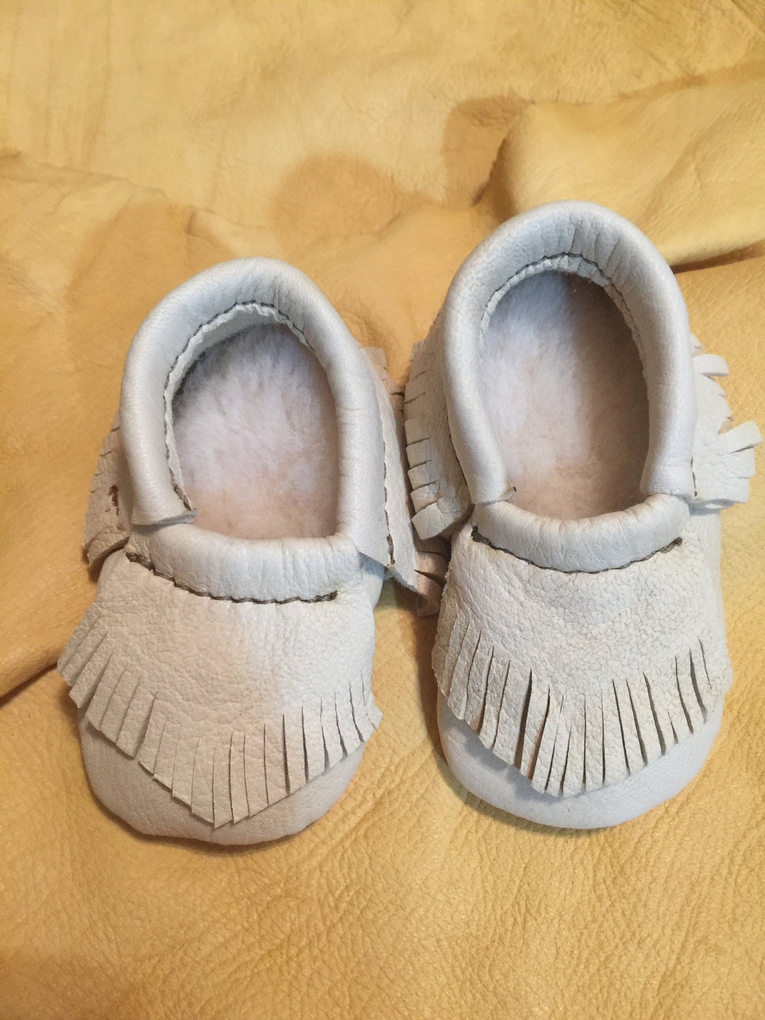 Leather Baby Mocs, Real Leather, With Furry Lining and Elastic Top. - Etsy