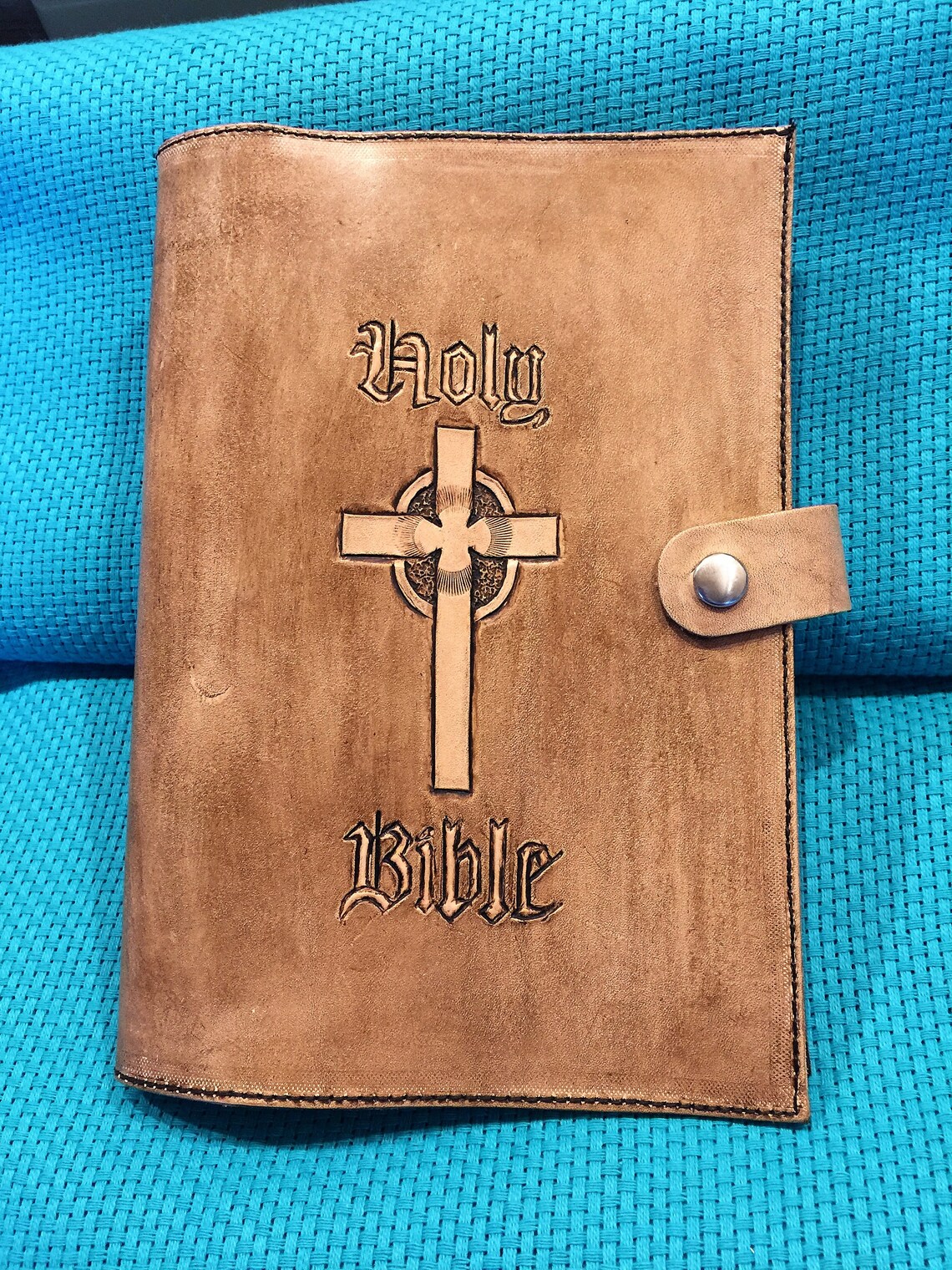 Hand Tooled Leather Bible Scriptures Cover With Antiqued - Etsy
