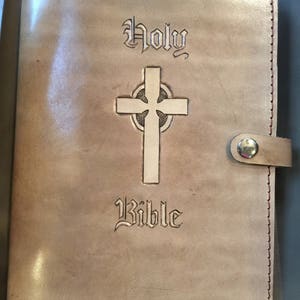 Hand Tooled Leather Bible, Scriptures Cover With Antiqued Finish - Etsy