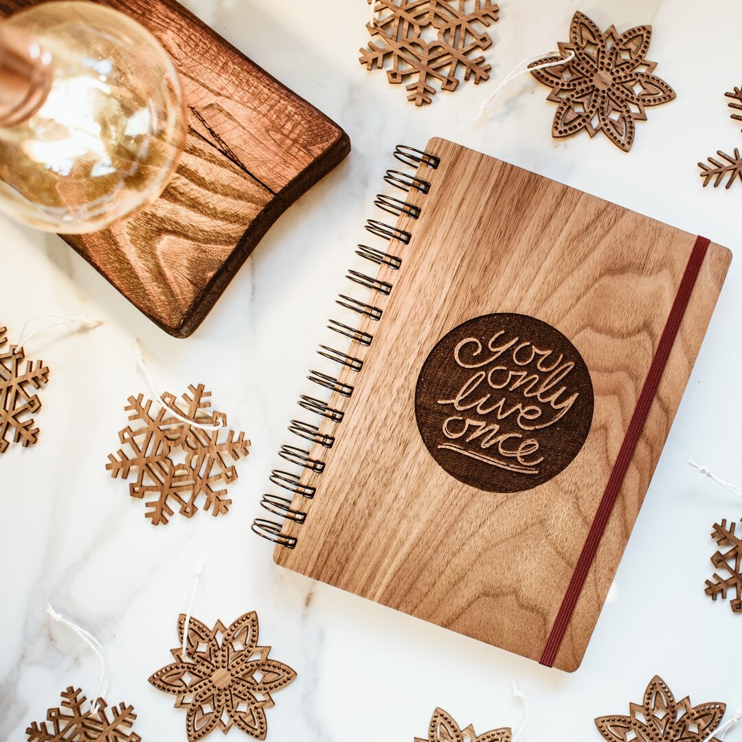 Wooden Notebook • Y.O.L.O • You Only Live Once • FREE SHIPPING • Retro ...