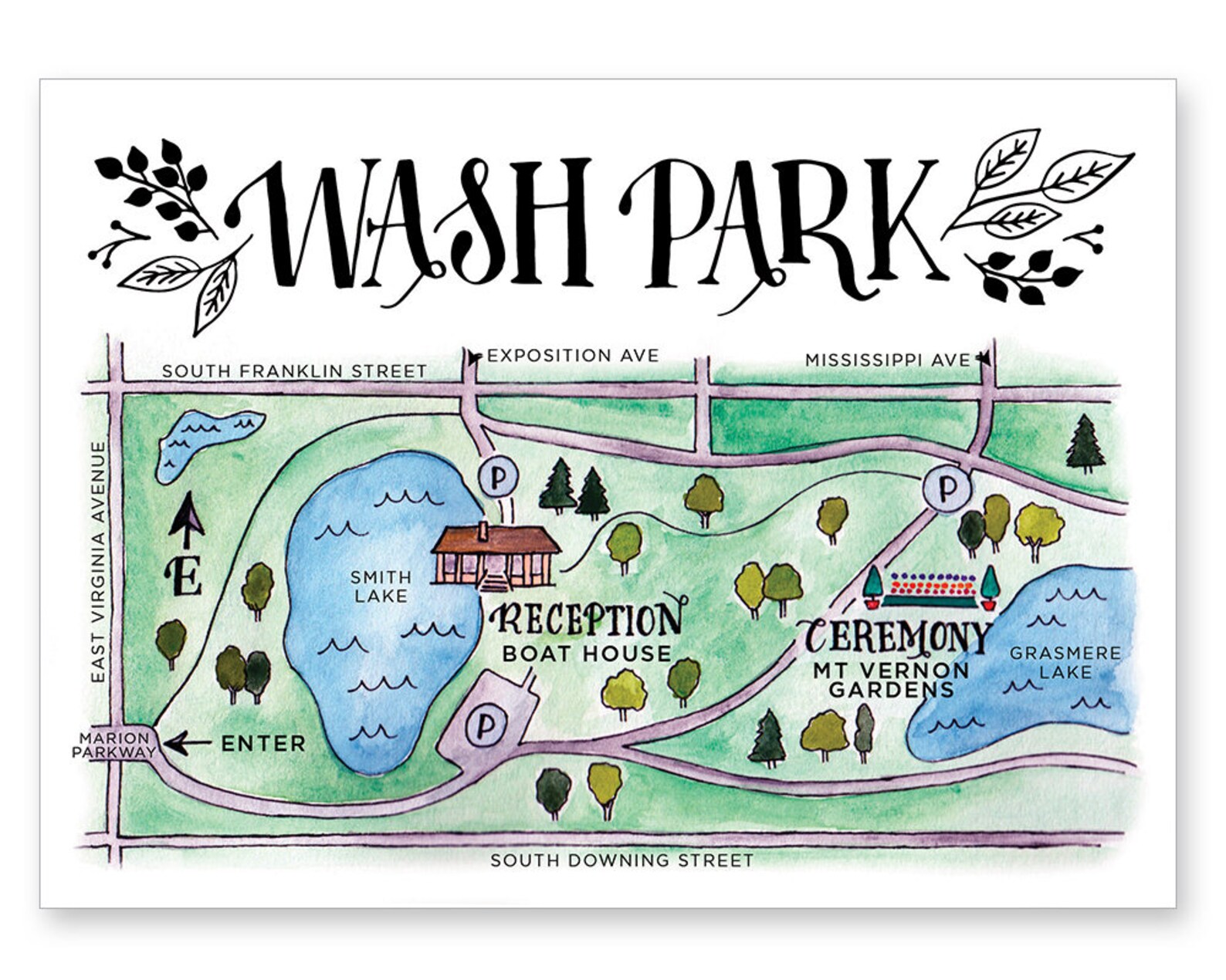 Custom Painted Map Design Wedding Invitation Insert Unique - Etsy