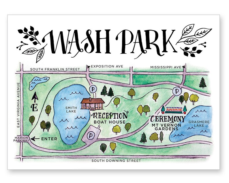 Custom Painted Map Design Wedding Invitation Insert Unique - Etsy