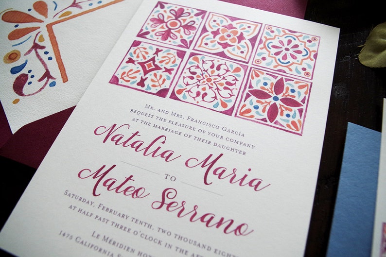 Natalia Painted Spanish Tiles Wedding Invitation Suite - Etsy