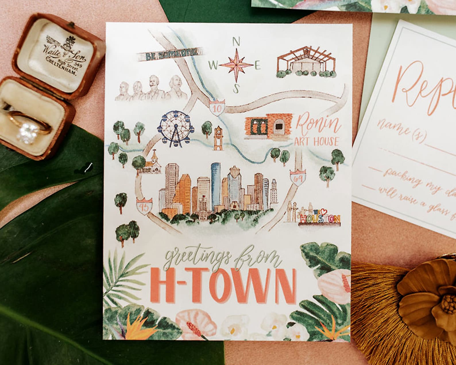 Custom Painted Map Design - Wedding Invitation Insert - Unique - Etsy