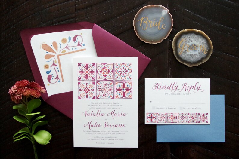 Natalia Painted Spanish Tiles Wedding Invitation Suite - Etsy