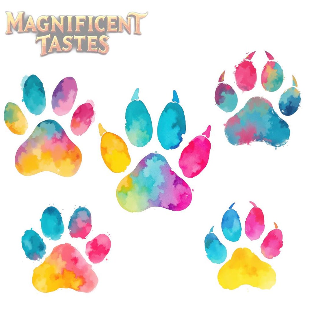 5 Dog Paw Colorful Prints Transparent PNG, Dog Paw PNG, Animal Paw PNG ...