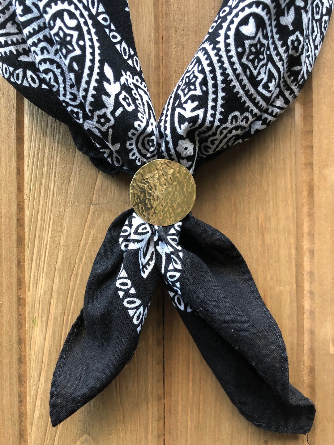 Hammered Brass Circle Bandana Slide, Scarf Slide, Wild Rag Slide ...