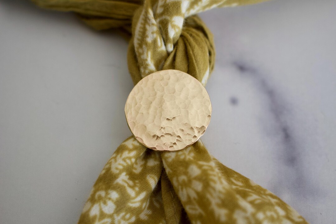 Hammered Brass Circle Bandana Slide, Bandana Holder, Wild Rag Slide ...