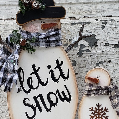 Christmas Wood Snowman Craft PATTERN Chunky Snowmen Set of 4 - Etsy