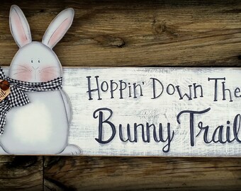 Wood Easter Bunny Farmhouse Sign K264 Peter Cottontail Sign | Etsy