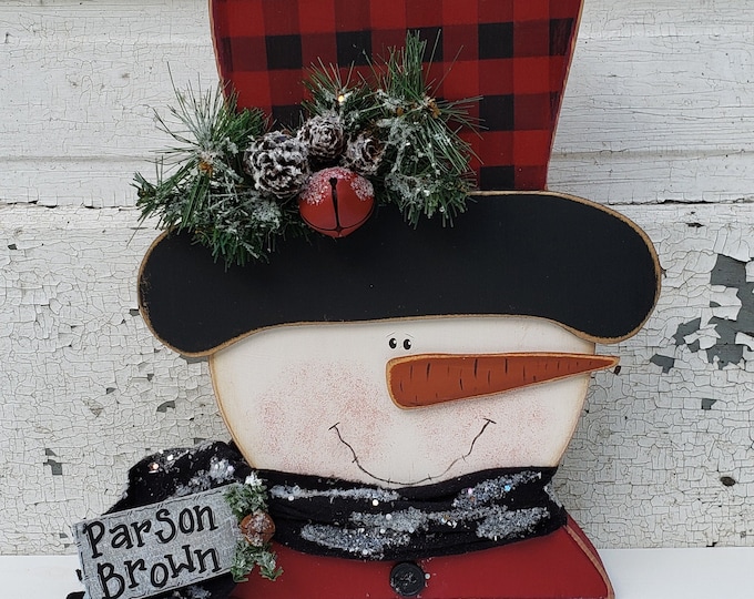 Buffalo Check Snowman Christmas Wood Craft Pattern Parson Brown - Etsy
