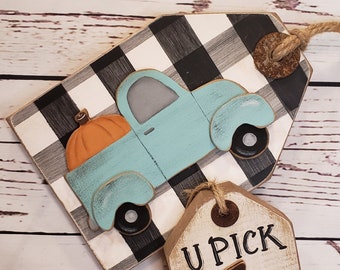 K272 Fall Wood Tag Craft Pumpkin Truck E-pattern Digital File | Etsy