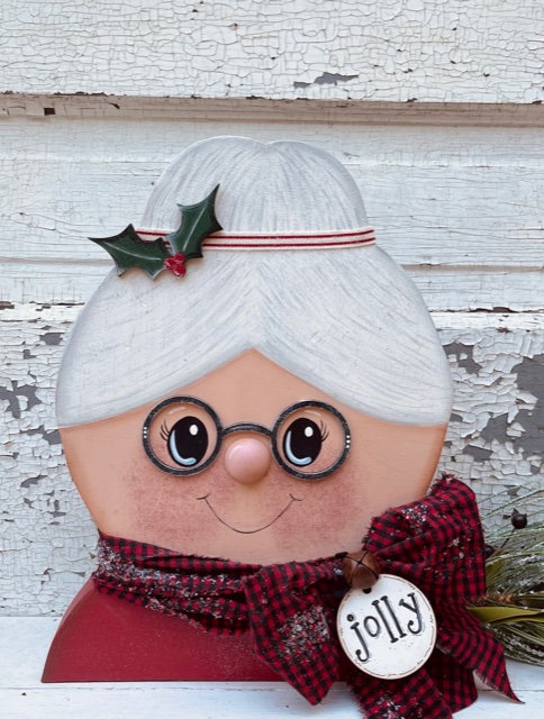 Christmas Mr and Mrs Santa Claus Wood Craft Pattern With Glasses - Etsy