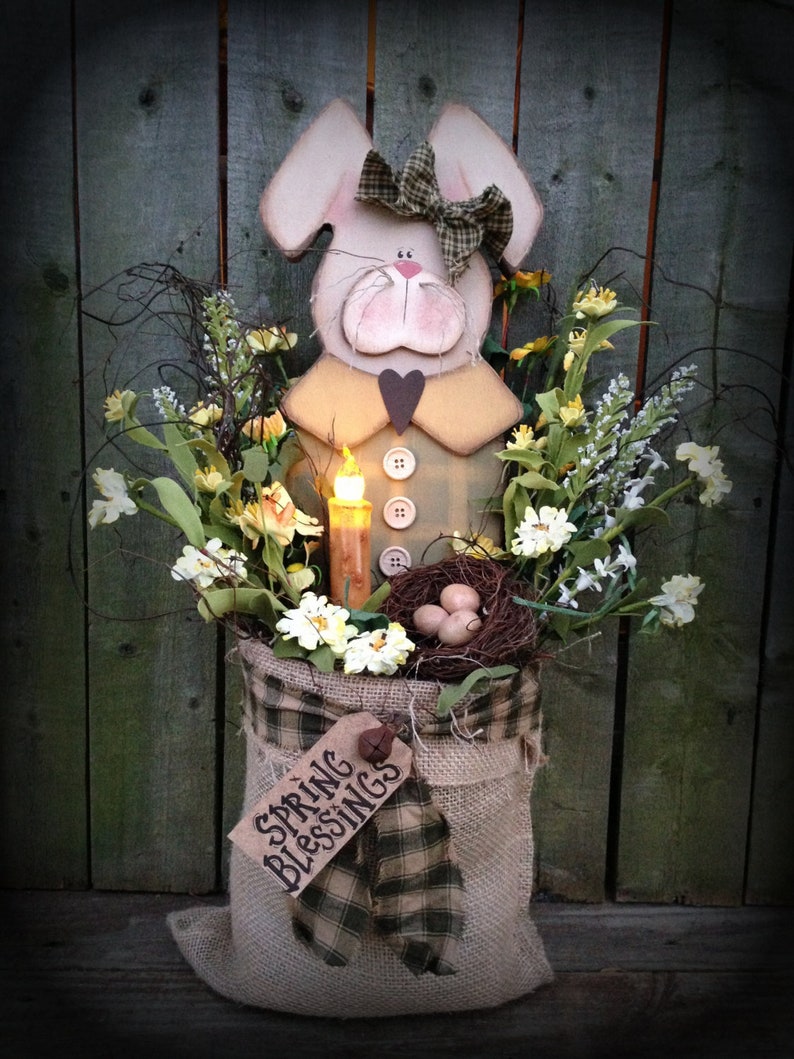 Wood Bunny Craft Pattern K215 Spring Blessings Primitive - Etsy