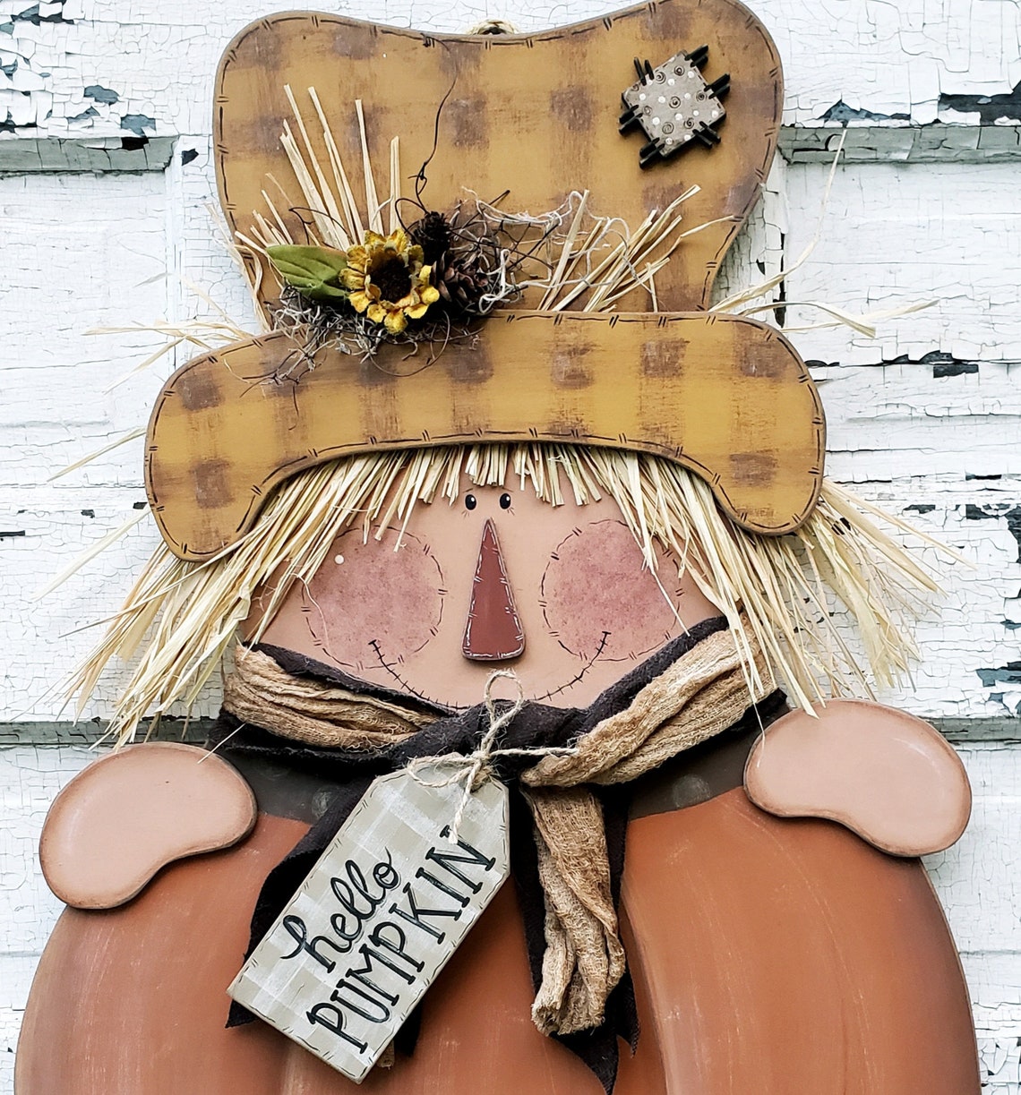 Fall Scarecrow Pumpkin Door Hanger DIY Craft Pattern K284 - Etsy