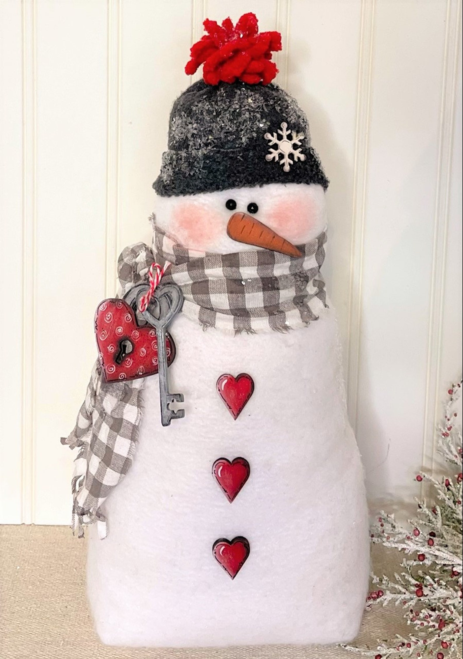 Winter Valentine Snowman Fabric Craft SEWING PATTERN Digital - Etsy